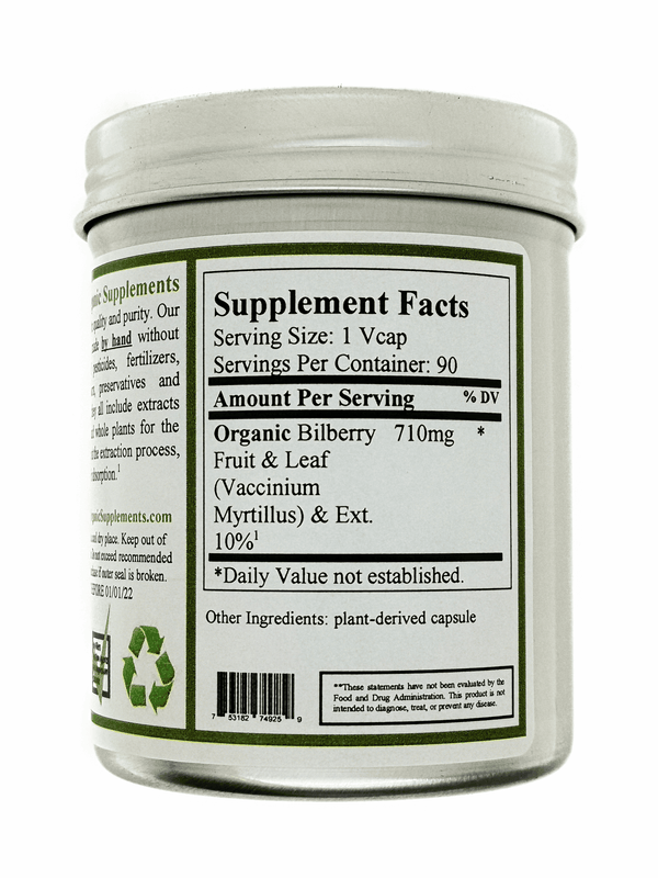 Bilberry Supplement - 90 Vegan Capsules – Green Organic Supplements