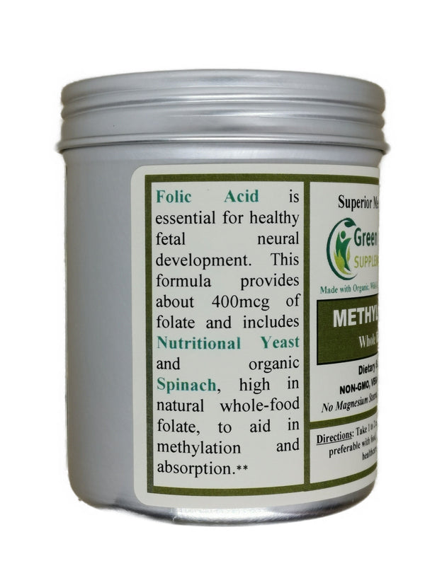 Methyl-Folate, Folic Acid, Whole Food Base – Green Organic Supplements